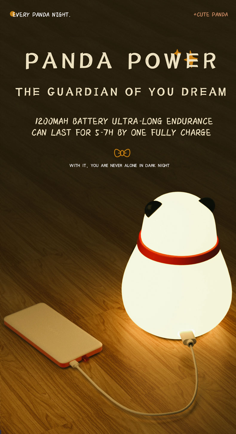 Panda Night Light | Silicone Panda Night Lamp for Kids